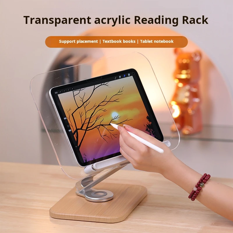 360-Rotating-Bookshelf-Transparent-Acrylic-for-Reading-Bookshelf-Tablet ...