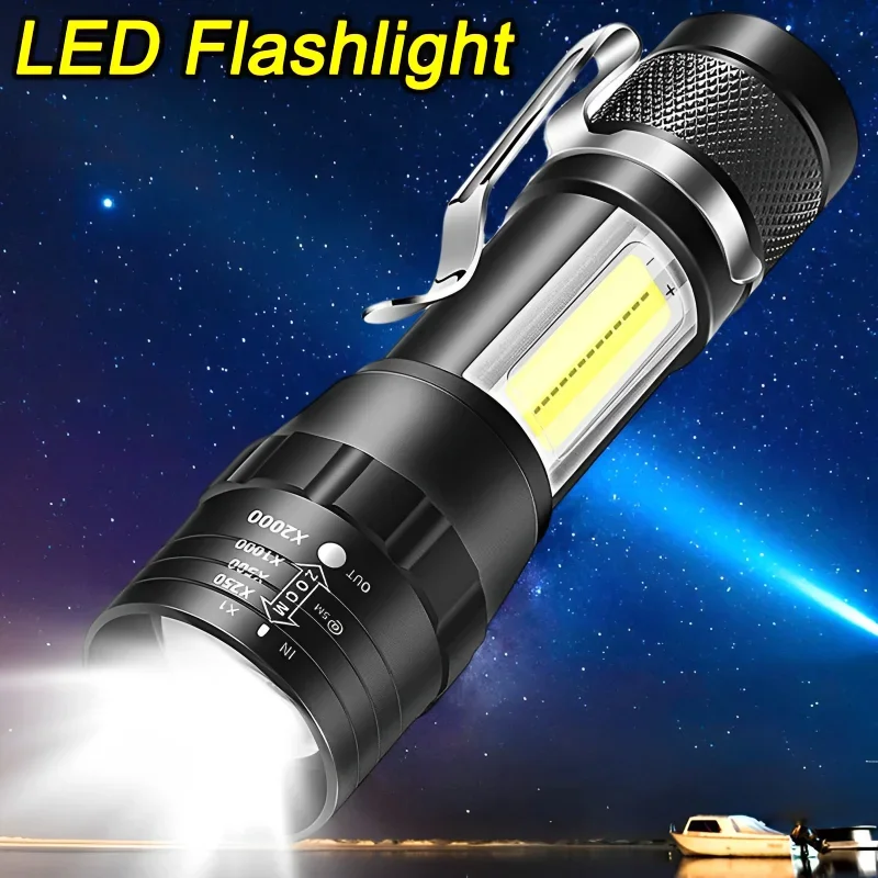 Mini USB Charging LED Flashlight 3 Modes Portable Strong Light Zoom ...