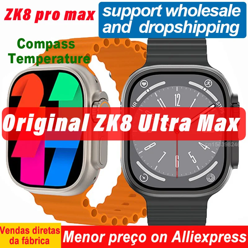 ZK8 프로 맥스 울트라 시리즈 8 SF32LB551 스마트 워치, NFC 블루투스 통화, 시리 체온 나침반 스마트워치, 2.2 ...