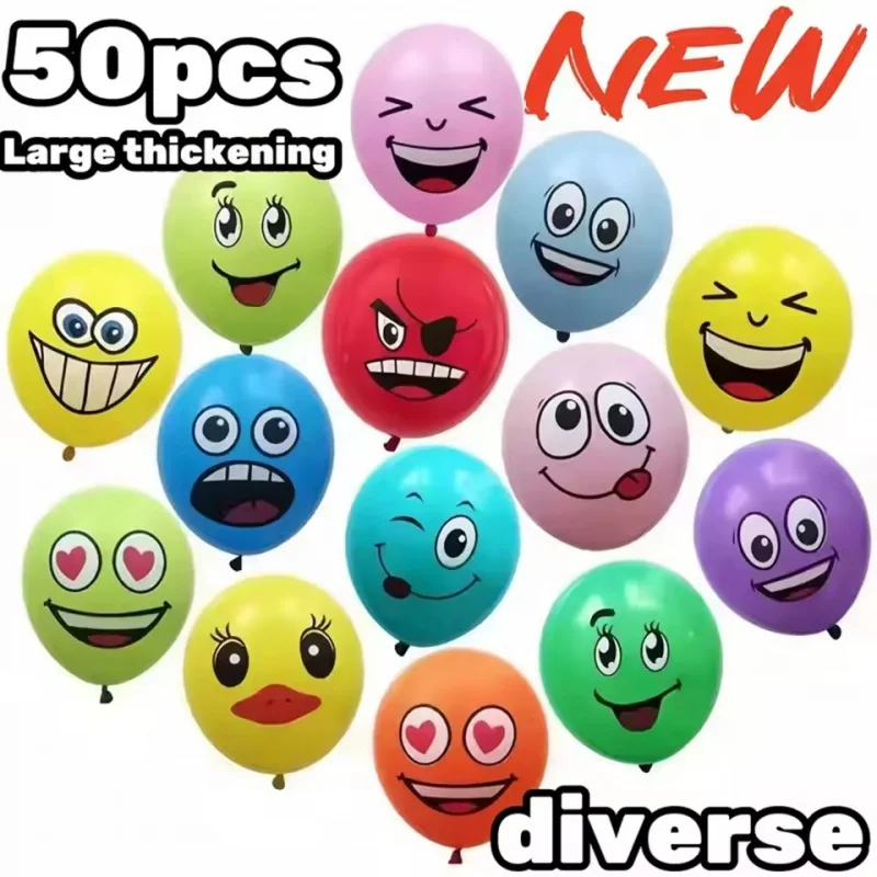 10-100Pcs 12inch Cute Funny Big Eyes Smiley face latex balloons ...