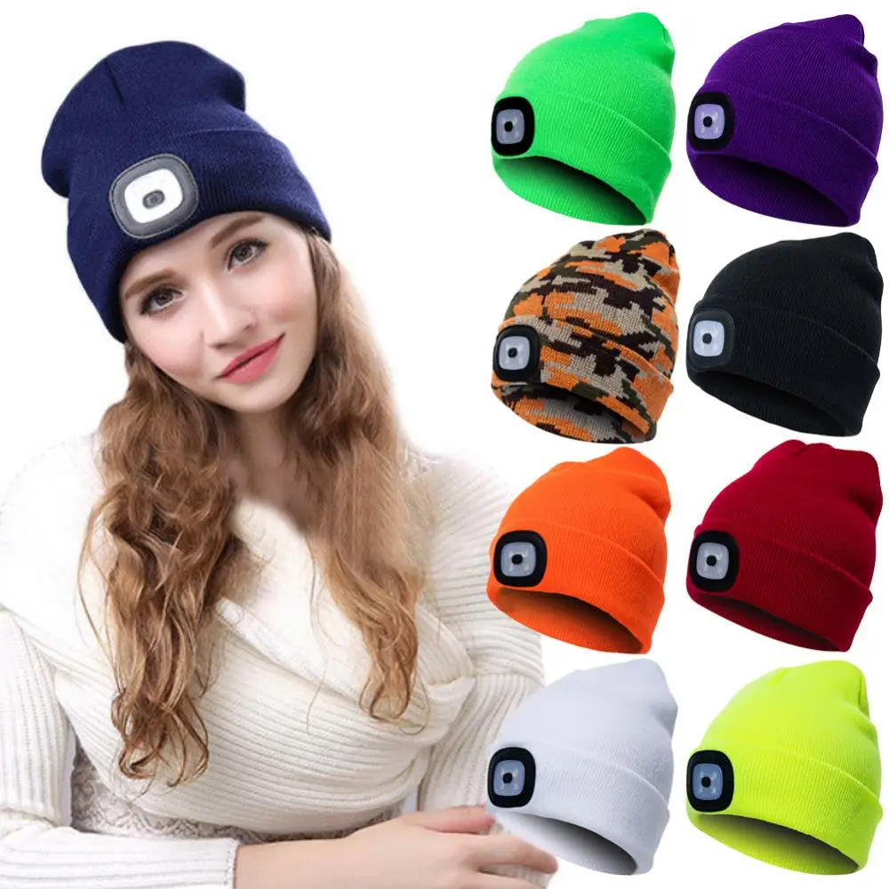 LED-Lighted-Beanie-Cap-Hip-Hop-Winter-Hat-Knit-Warm-Hunting-Camping ...