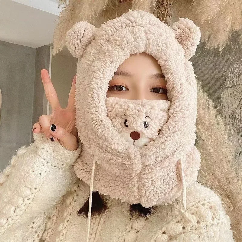 Cute-Bear-Ears-Hat-Women-s-Winter-Cycling-Windproof-and-Warm-Thickened ...