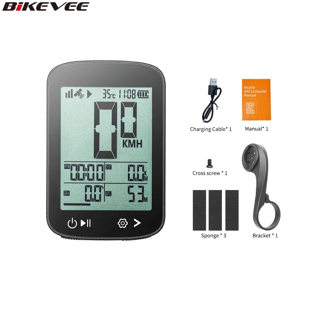USB-C Rechargeable Wireless GPS Bicycle Computer Altitude Gradient ...