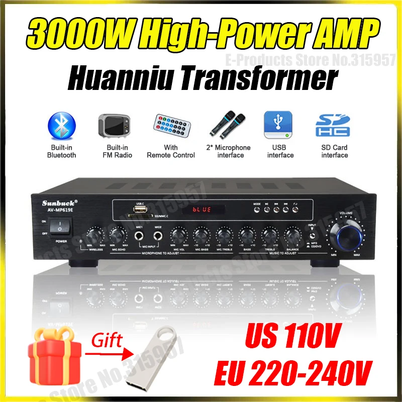 High-power-Sound-Amplifier-619E-2-1CH-HiFi-Bluetooth-Audio-Amplifier ...