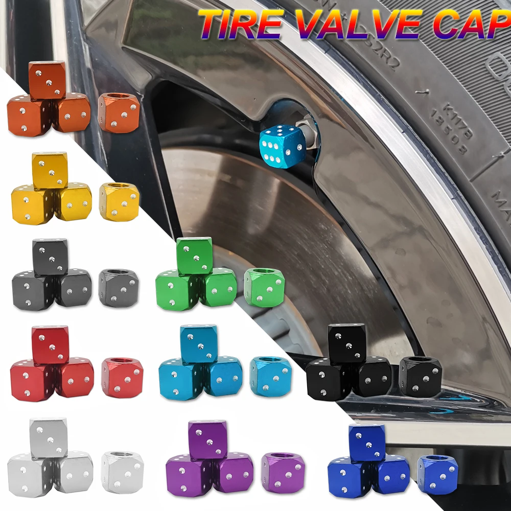 4Pcs-Set-Aluminum-Car-Truck-Motocycle-Bike-Dice-Wheel-Stem-Tyre-Tire ...