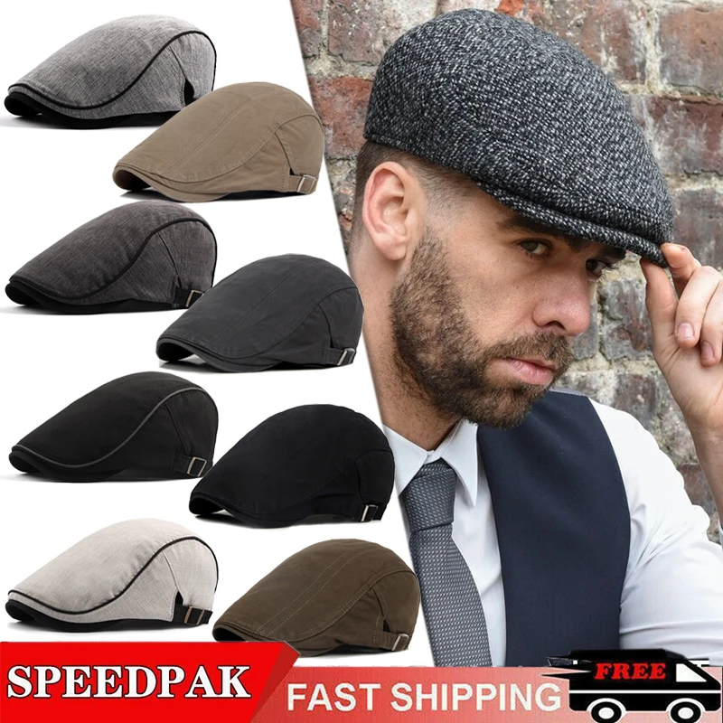 Vintage-Newsboy-Caps-Men-Women-Berets-Hat-Classic-Plaid-Stripe-Beret ...