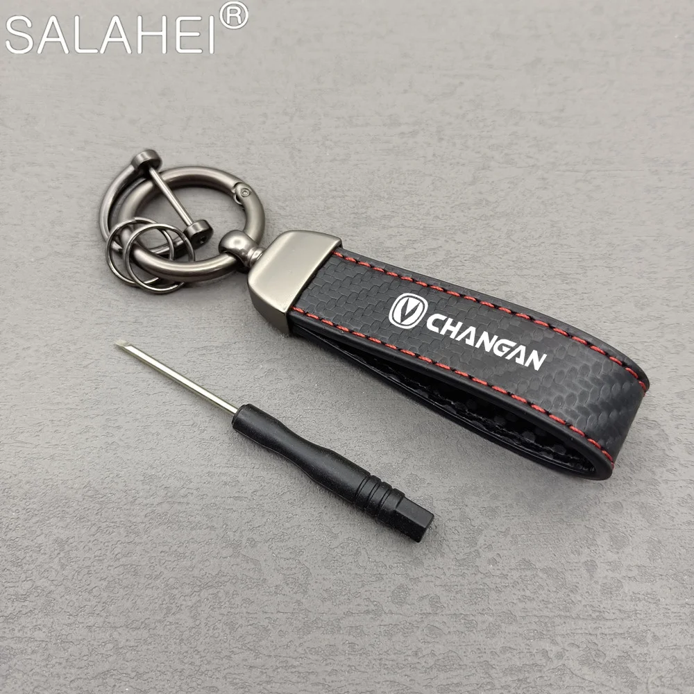 Car-Carbon-Leather-Anti-lost-Keychain-Metal-Key-Ring-Charm-For-Changan ...