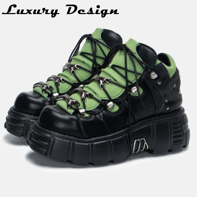 Punk-Style-Chunky-Sneakers-Women-Gothic-Lolita-Shoe-Metal-Decor-Lace-Up ...