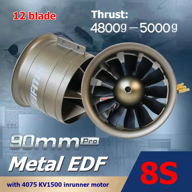 FMS 90mm Ducted Fan Jet EDF Metal 12 Blade With 4075 KV1500, 53% OFF