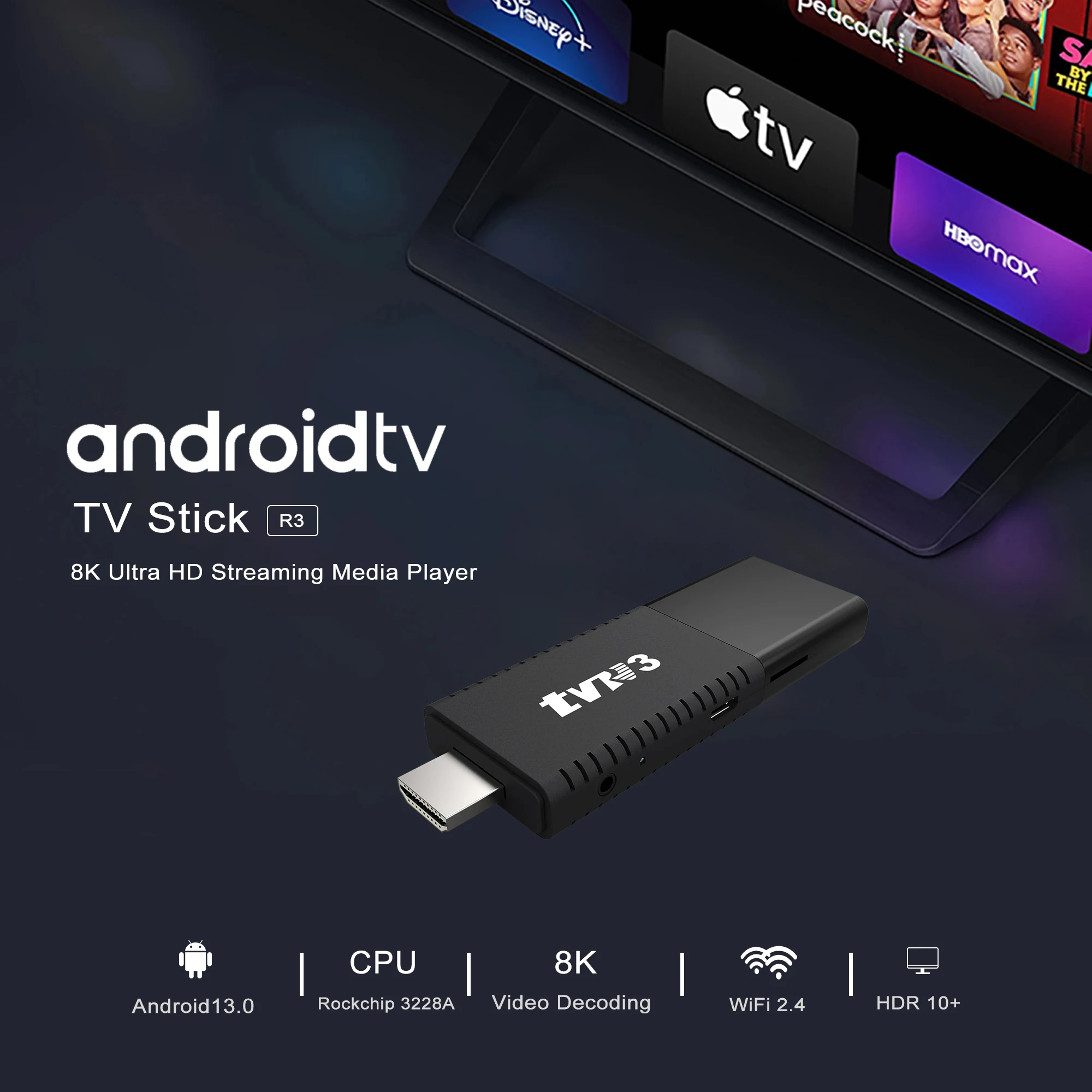 HOT-2024-TVR3-Smart-Home-Theater-TV-Stick-IR-Remote-Control-Android13 ...