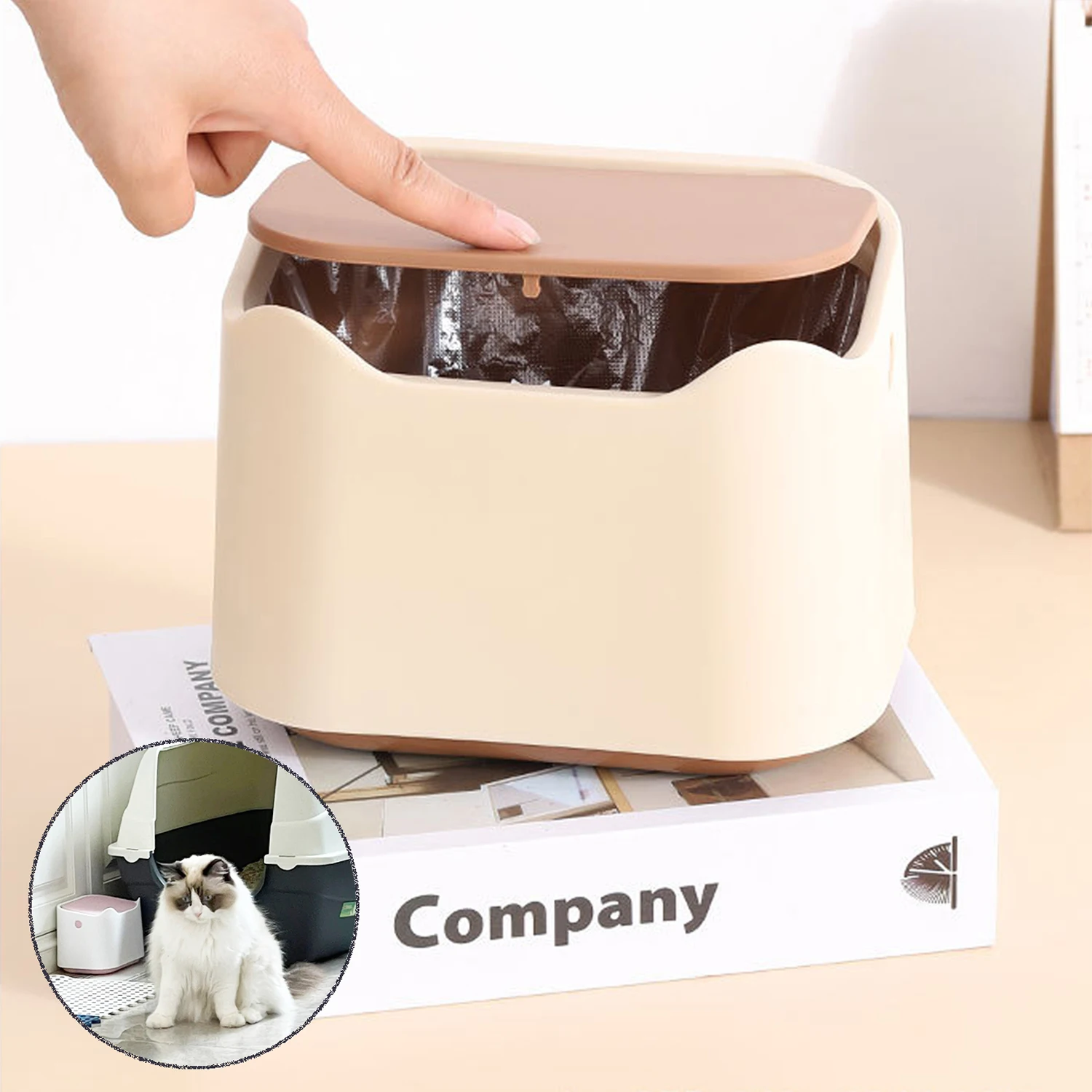Cat Litter Bin with Push-On Lid Odor Control Fully Enclosed Pet Litter ...