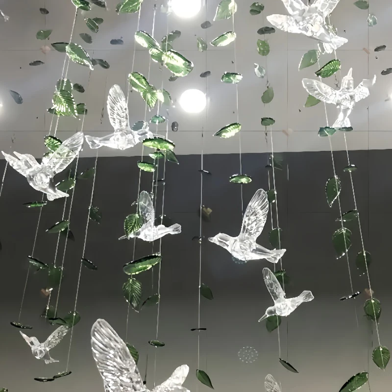 10pcs Acrylic Transparent Birds Pendant Crystal Hummingbirds Hanging ...