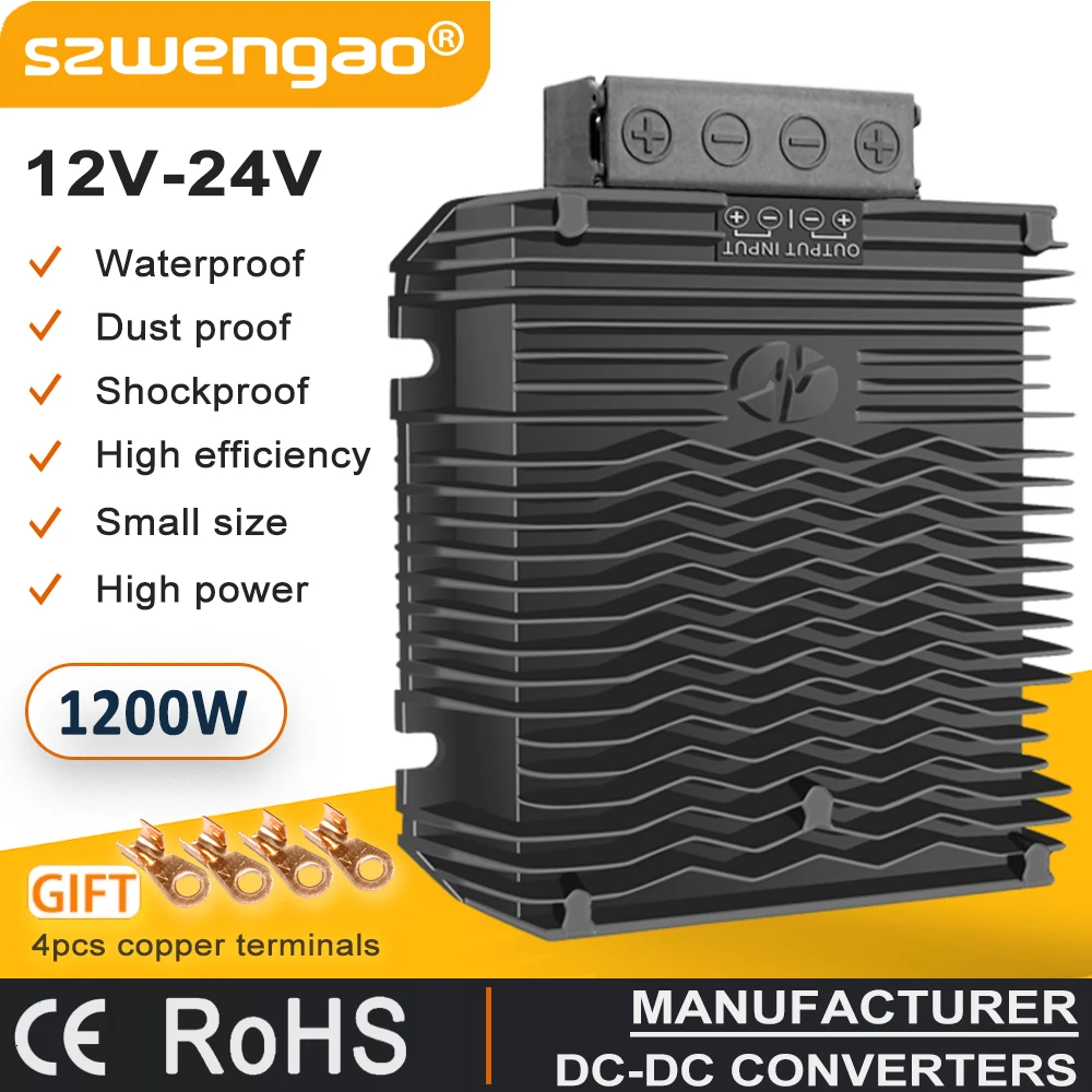 Szwengao-Convertidor de CC de 12 V a 24V 48 V 20A 50A, elevador de 12 ...