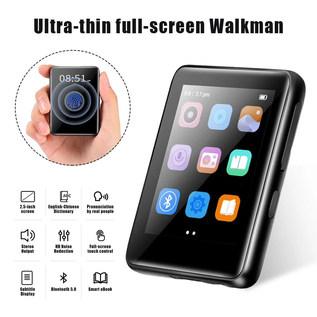 Portátil MP3 MP4 Sport Bluetooth MP5 Player, Mini Walkman, Suporte de ...