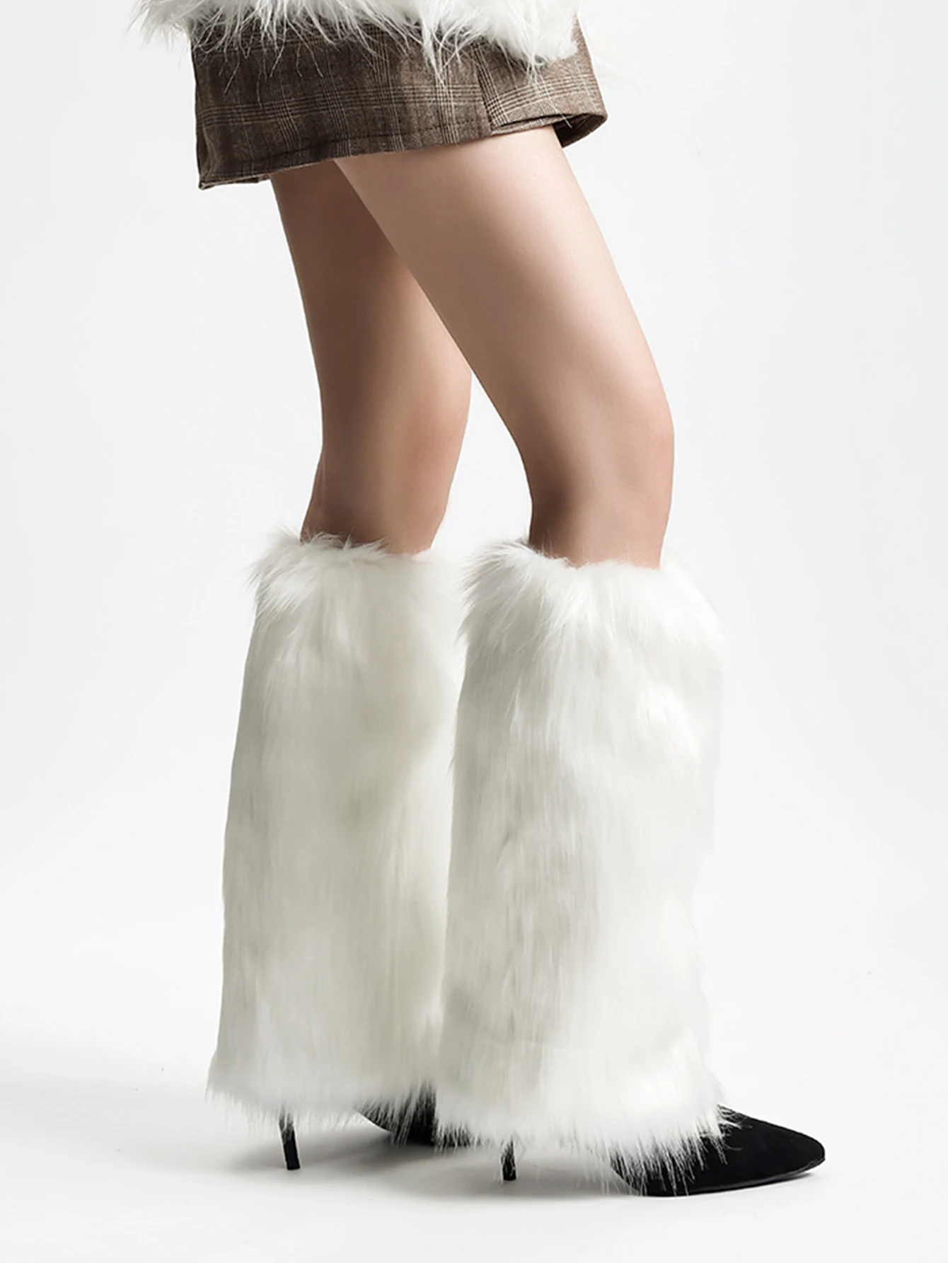 1 Pair Women Faux Fur Warm Foot Cover Autumn Winter Warm Plush Leg ...