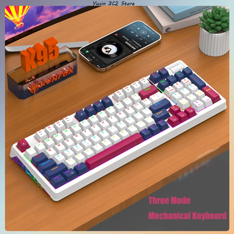 K95-Wireless-2-4g-Bluetooth-Three-Mode-Mechanical-Keyboard-Hot-Swap-96 ...