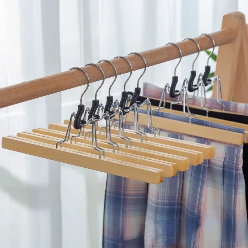 5-10Pack-Wooden-Pants-Hanger-Premium-Solid-Wood-with-Non-Slip-Sponge ...