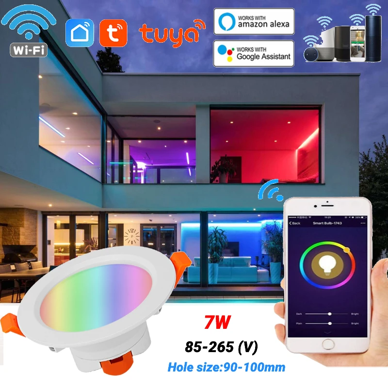 7W WIFI Smart LED Downlight RGBCW Ceiling Lamp Spot Light Track Light ...