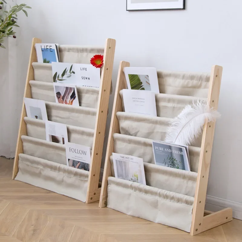 Nordic-Real-Wood-Book-Display-Rack-Light-Luxury-Book-and-Picture ...