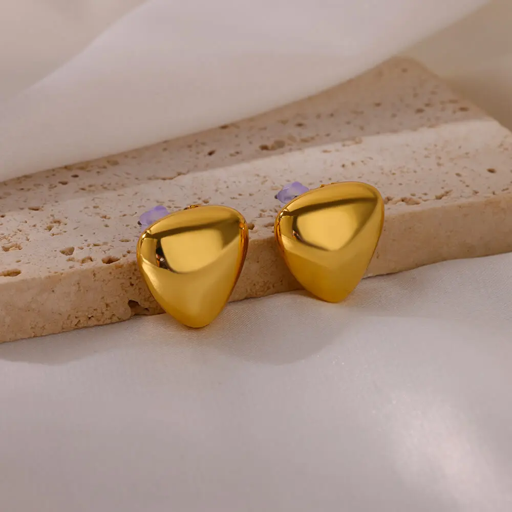 Triangular-shaped-stud-earrings-Gold-Color-Stainless-Steel-Earrings-For ...