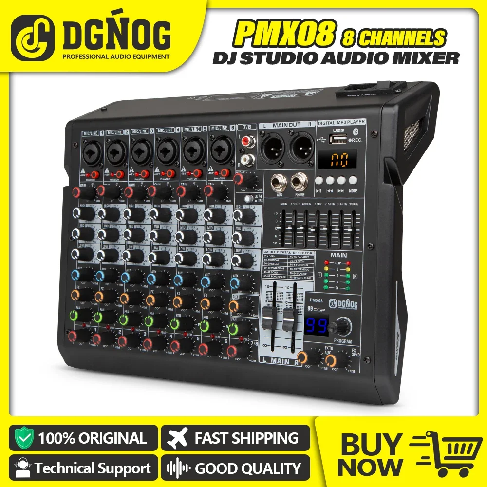 DGNOG-PMX08-8-Channel-DJ-Audio-Mixer-Interface-Mixer-Desktop-Karaoke ...