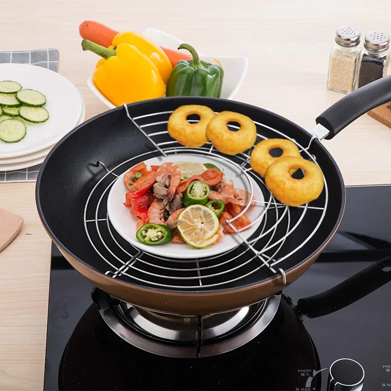 Durable-Rust-proof-Stainless-Steel-Semi-circular-Frying-Pan-Shelf-Heat ...