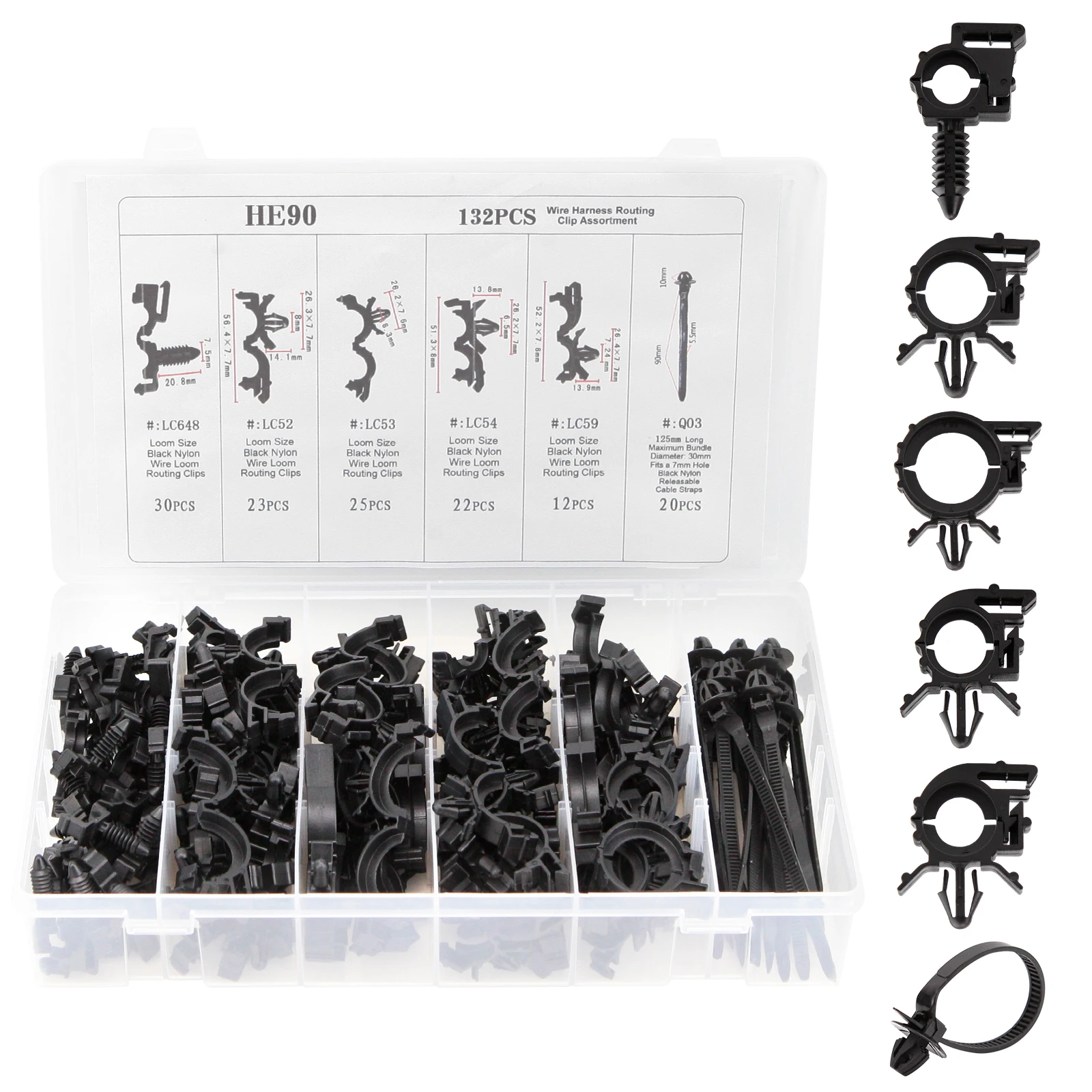 132pcs-Car-Wire-Loom-Routing-Clip-Wiring-Harness-For-GM-Honda-Mazda ...