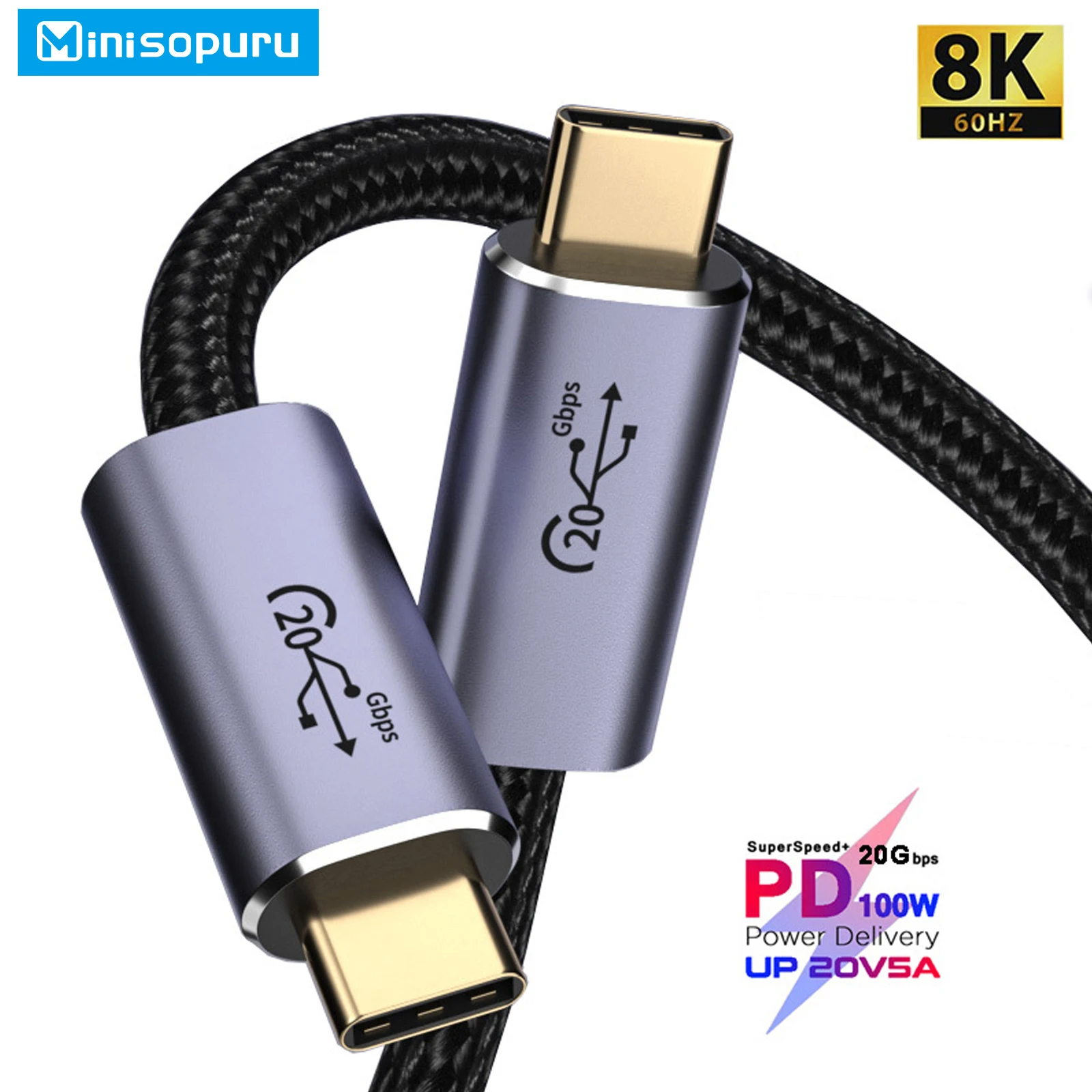USB-C-3-2-Gen2-Data-Cable-8K60Hz-20Gbps-PD-100W-Charging-Cable-for ...