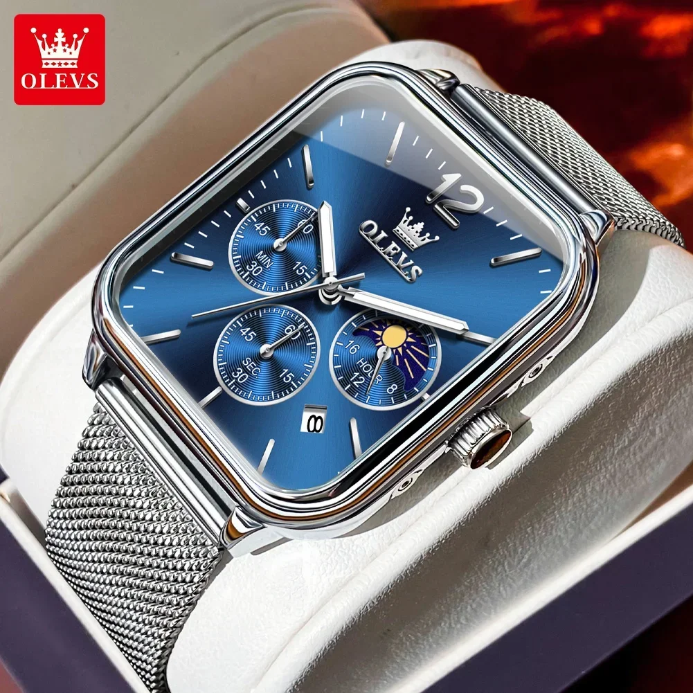 OLEVS Watch For Men Top Brand Luxury Luminous Square Men's Casual ...