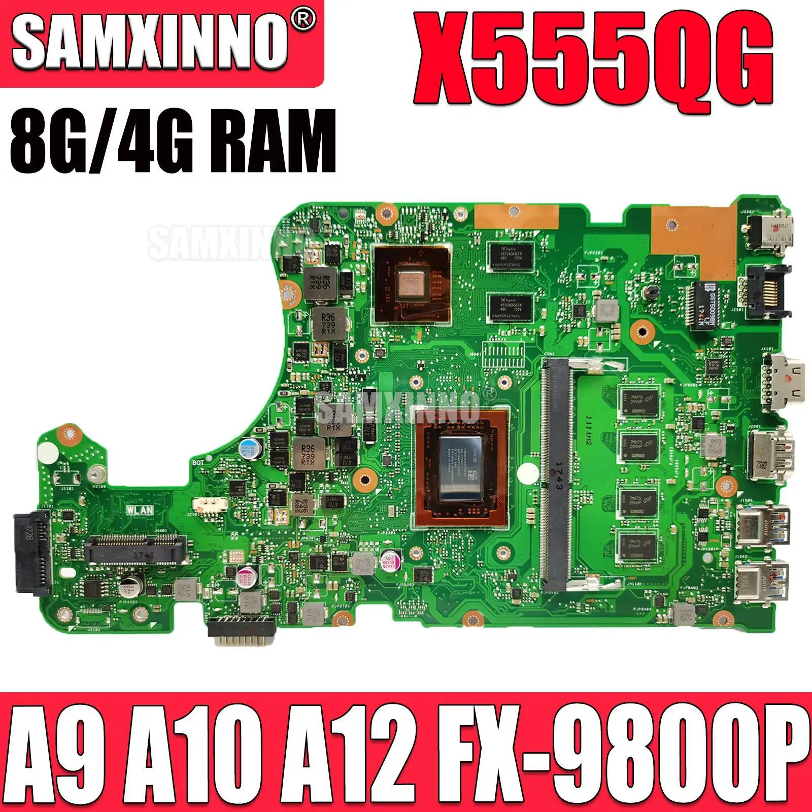 Placa-base-X555QG-para-ordenador-port-til-8GB-A6-A8-A9-A10-A12-FX-9800P ...
