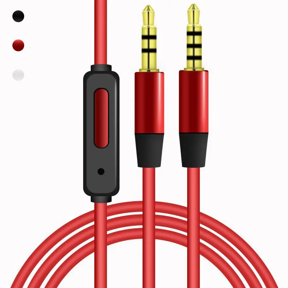 1.2m Audio Cable 3.5mm Jack Stereo Aux Cord Line Male to Male with Mic ...