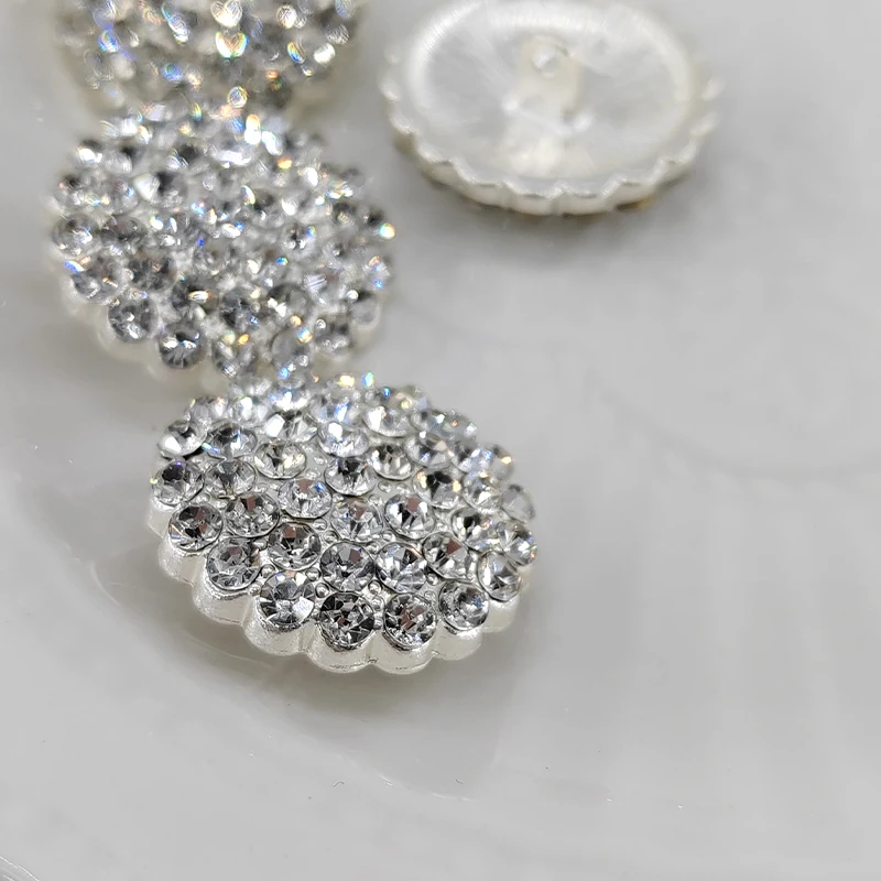 25MM-Luxury-Silver-Plated-Rhinestone-Shank-Buttons-Of-Clothing-High ...