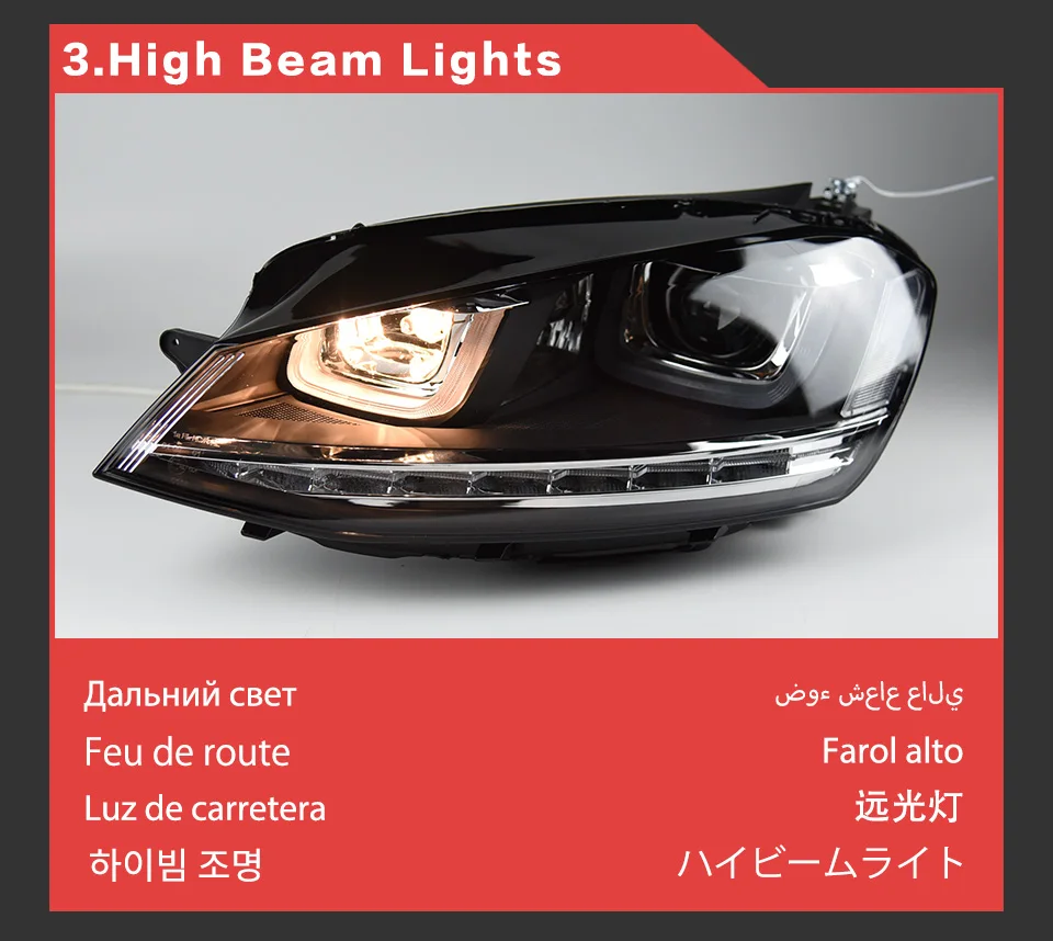 VW Golf 7 Headlights Golf7 LED Headlight GTI Design DRL Hid Head lamp ...