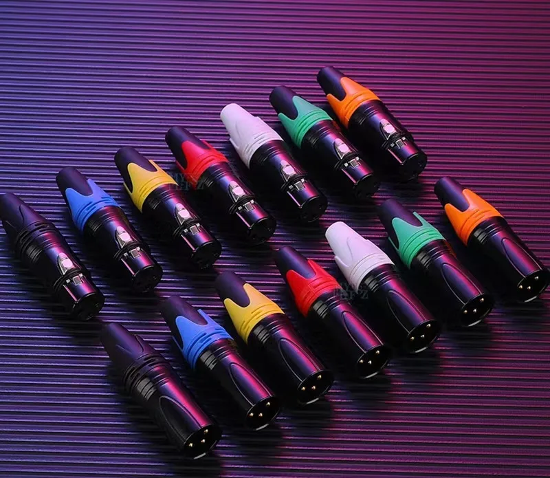 20pcs/10sets gold plating Male&Female Plug 3PIN XLR Wire Colorfull ...