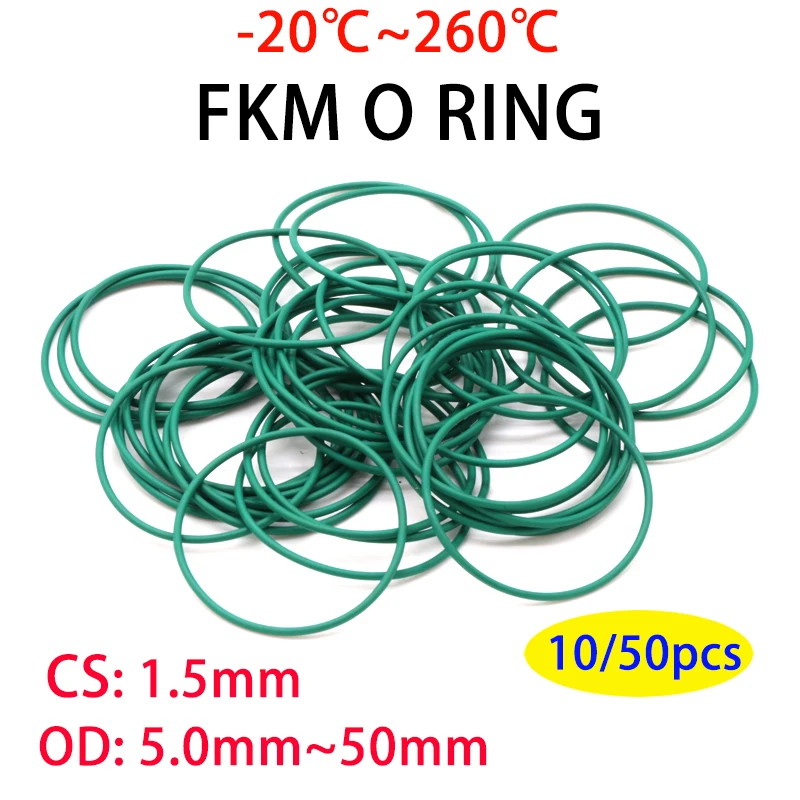 10-50Pcs-Green-FKM-O-Ring-CS-1-5mm-OD-5-50mm-Sealing-Gasket-Insulation ...