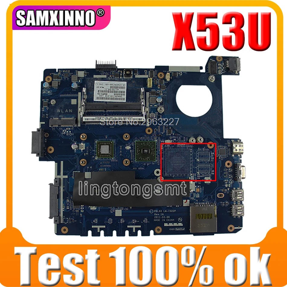 X53U 노트북 마더 보드 PBL60 LA 7322P For Asus K53U X53U X53B K53B X53BY X53BR K53B 메인 C50/C60|laptop ...