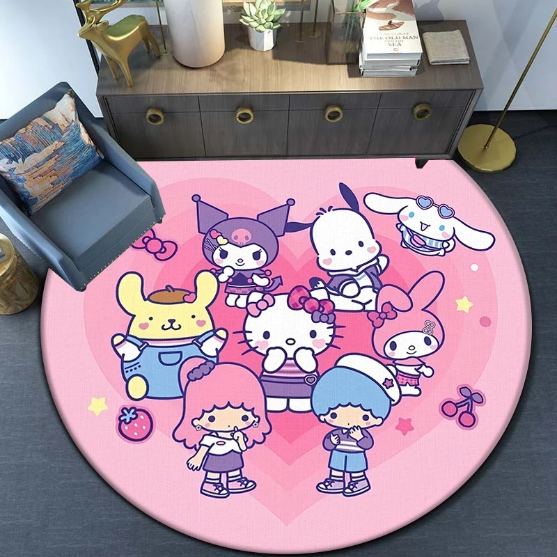 Sanrio-Kuromi-Melody-Hello-Kitty-Round-Carpet-for-Living-Room-Rugs ...
