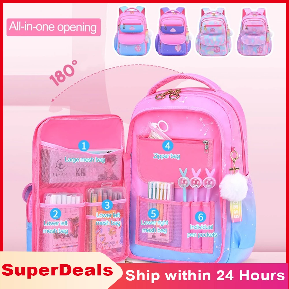 Orthopedic-Primary-School-Bags-for-Girls-Gradient-Color-Grades-1-3-6 ...