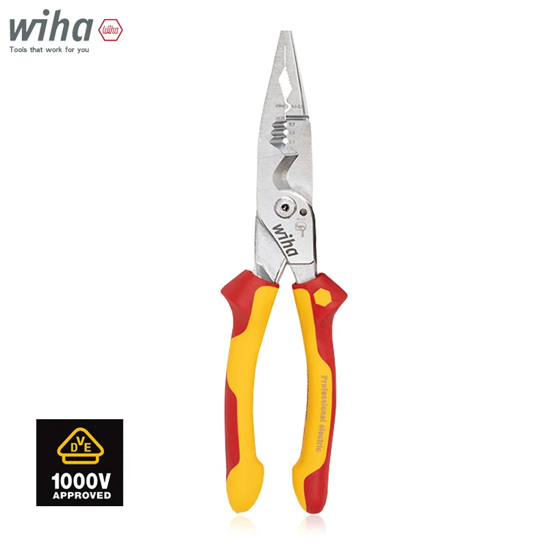 WIHA-8-in-1-Insulated-Pliers-1000V-VDE-Snip-Nose-Wire-Stripping-plier ...