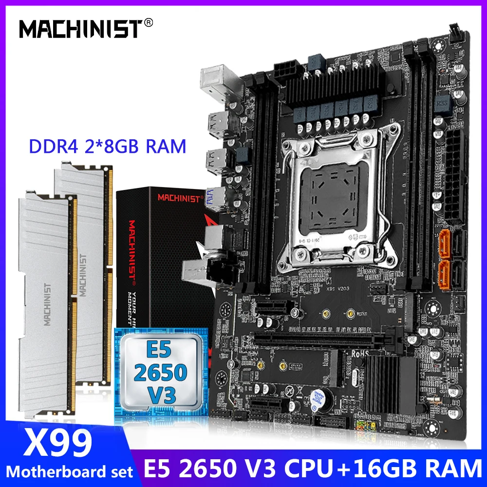 Machinist placa base X99 Combo X99 Kit Xeon E5 2650 V3 CPU LGA 2011 3 ECC 16GB DDR4 memoria RAM ...