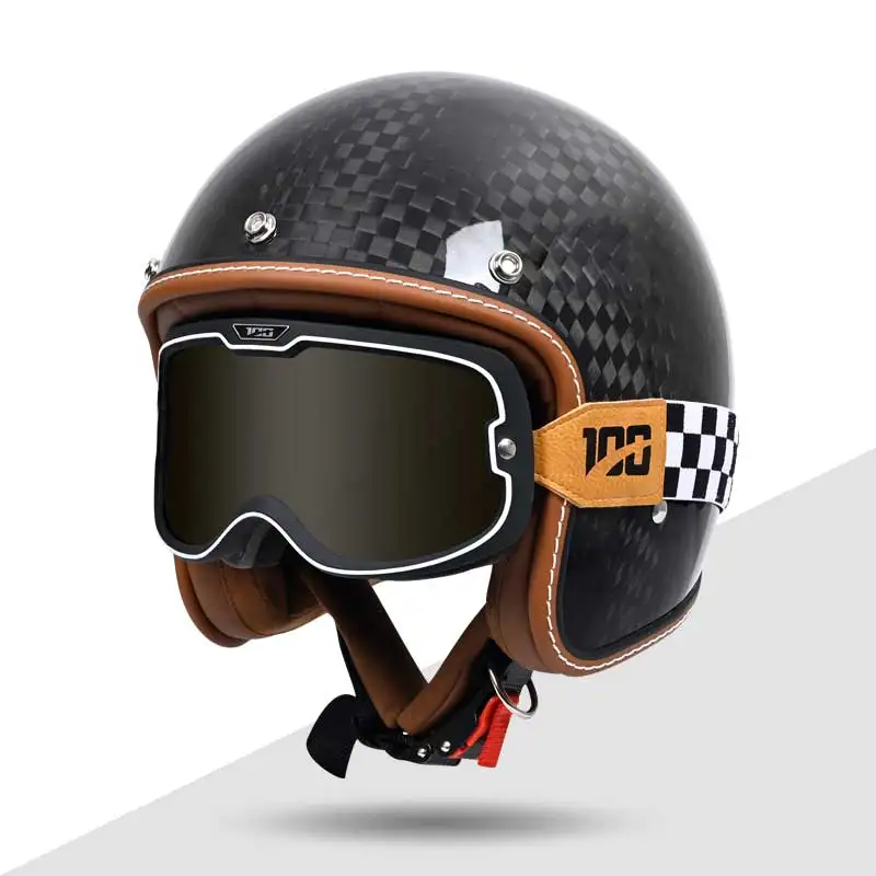 KEAZ-Classic-CarbonFiber-Jet-Motorcycle-Helmets-For-Adults-Open-3-4 ...