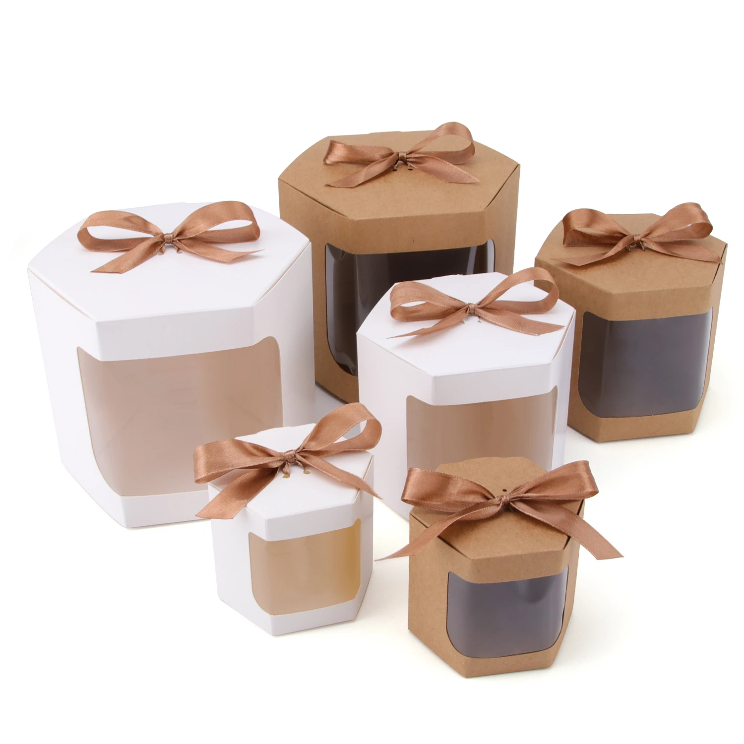 Visual Window Gift Box White Simple Solid Color Windowed Kraft Paper ...