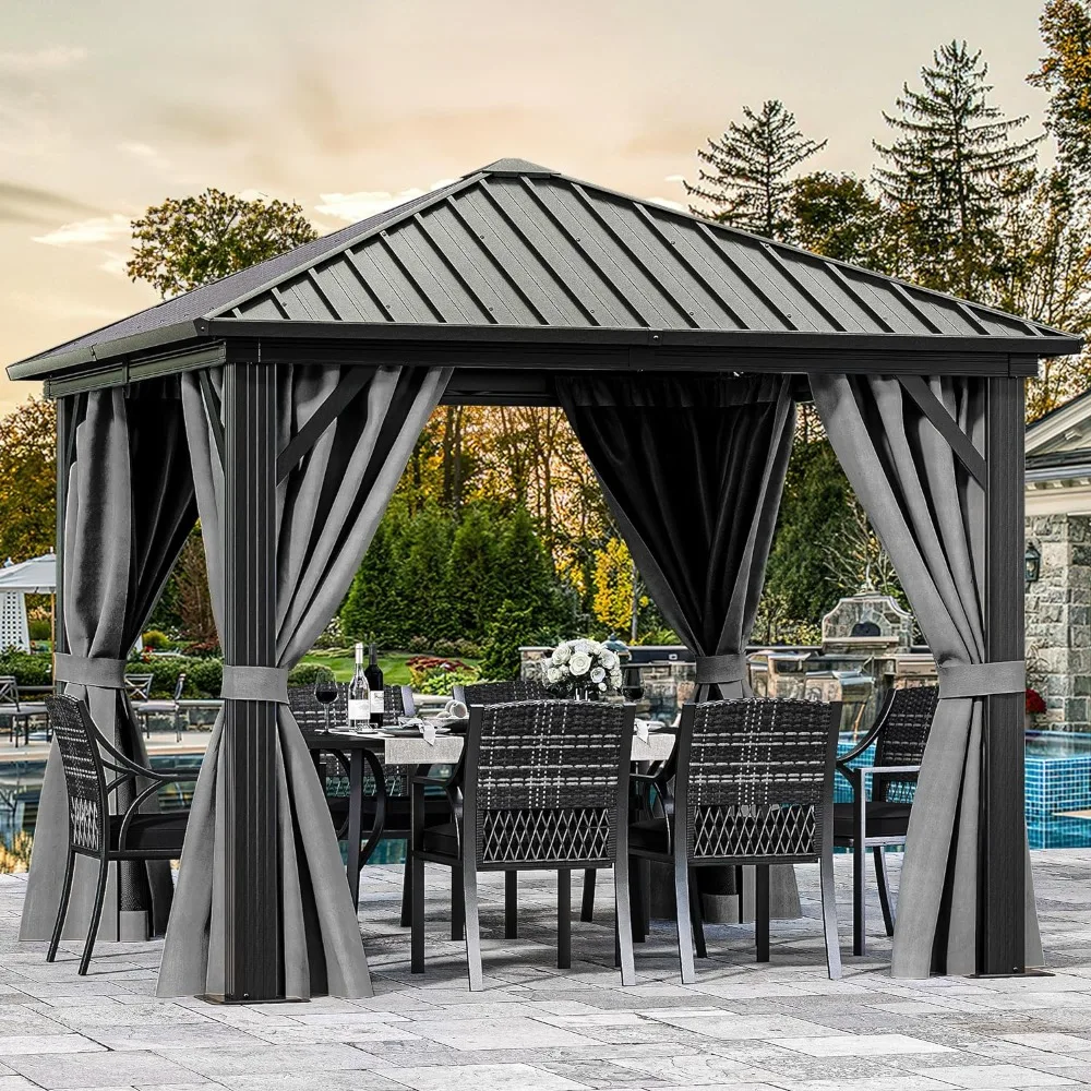 10x10-ft-Hard-Top-Gazebo-with-Netting-Curtains-Heavy-Duty-Galvanized ...