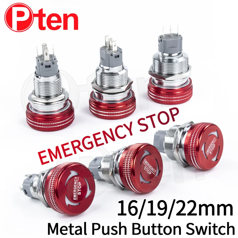 16/19/22mm Metal Emergency Stop Button Switch stainless steel ...