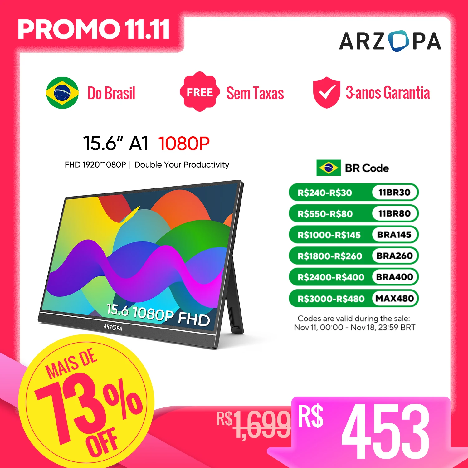 produto-no-brasil-ARZOPA-15-6-17-3-polegada-1080P-FHD-Monitor-Port-til ...