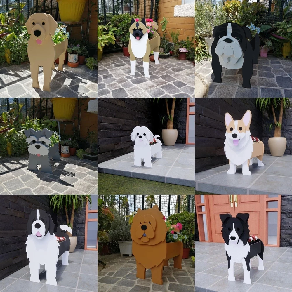 Garden-Flower-Pot-Dog-Shape-Planter-Schnauzer-Bulldog-Poodle-Corgi ...