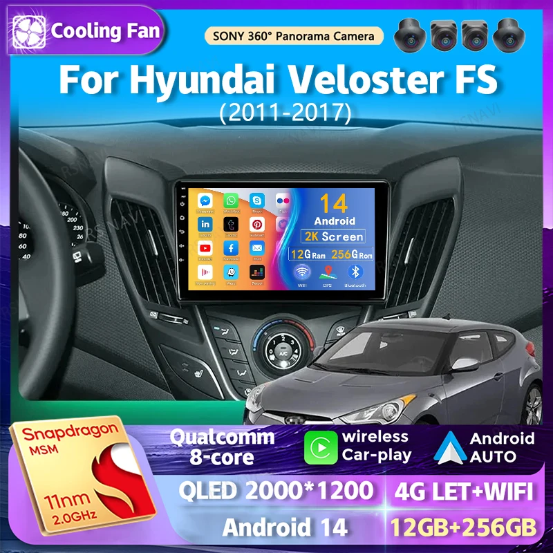 Android-14-wifi-4G-Carplay-BT-Car-Radio-For-Hyundai-Veloster-FS-2011 ...