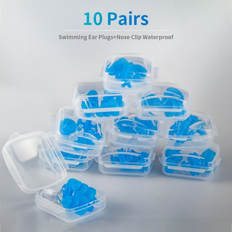 Swimming-Ear-Plugs-Nose-Clip-Set-Waterproof-Silicone-Reusable-Noise ...