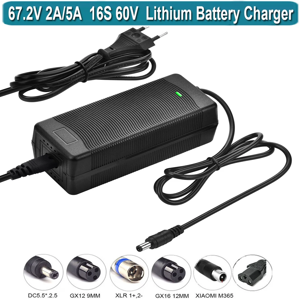 67.2V 2A Charger 60V Li-ion Battery Smart Charger Used for 16S Li-ion Battery Input 100-240V for ...