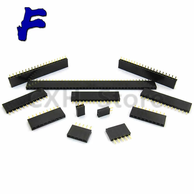 2.54mm Pitch Single Row Female 2~40P PCB socket Board Pin Header ...